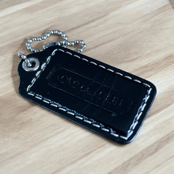 Coach | Accessories | Coach Black Leather Keychain Replacement Hang Tag ...
